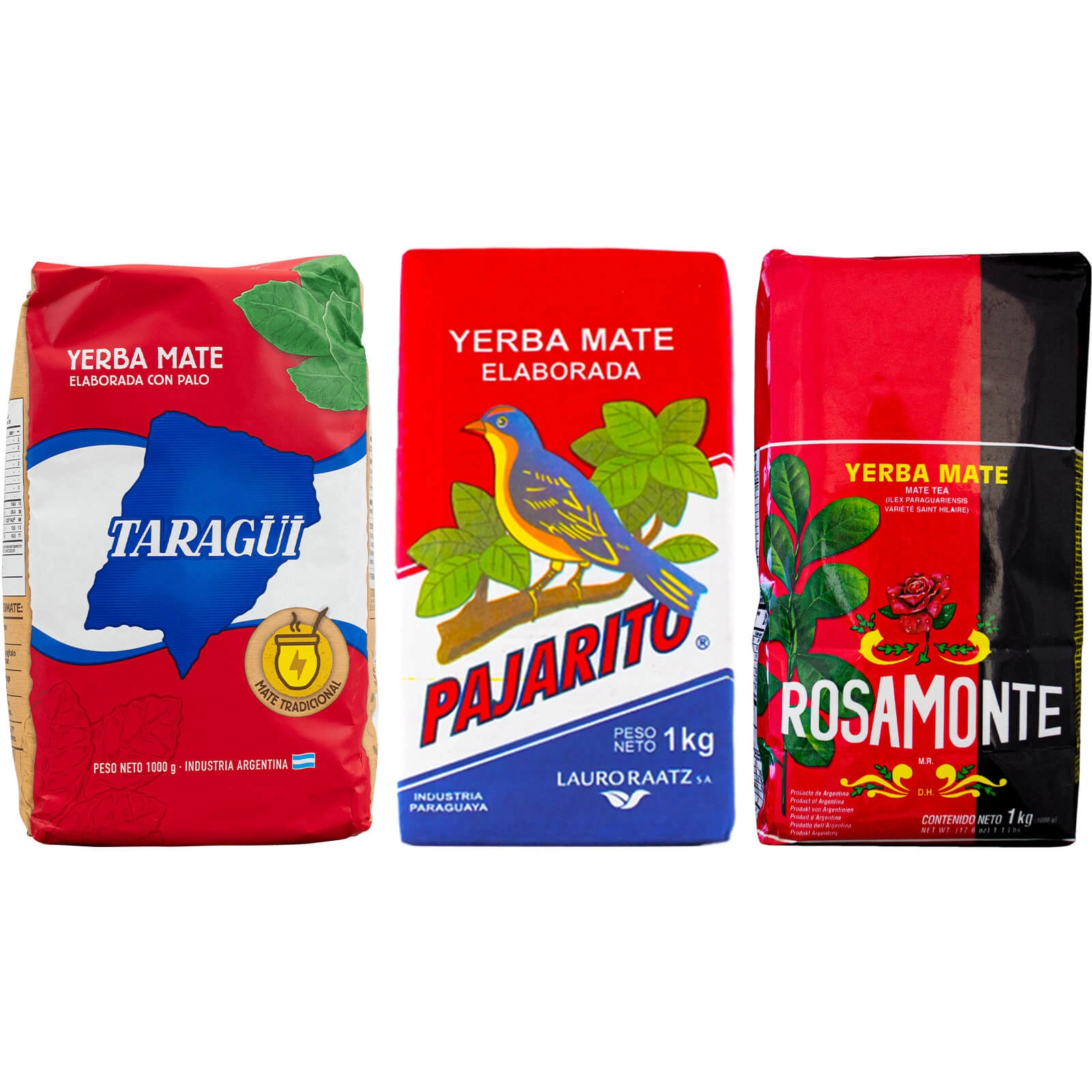 Tienda de Yerba Mate - Yerba Mate Taragui Rosamonte Pajarito 3x1kg ...